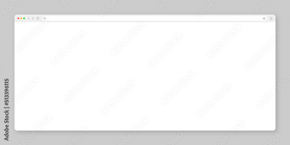Blank web browser window with toolbar and search field. Modern website ...