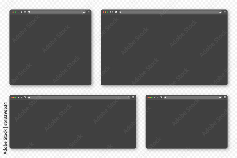 Blank Web Browser Window With Toolbar And Search Field Modern Website Internet Page In Flat