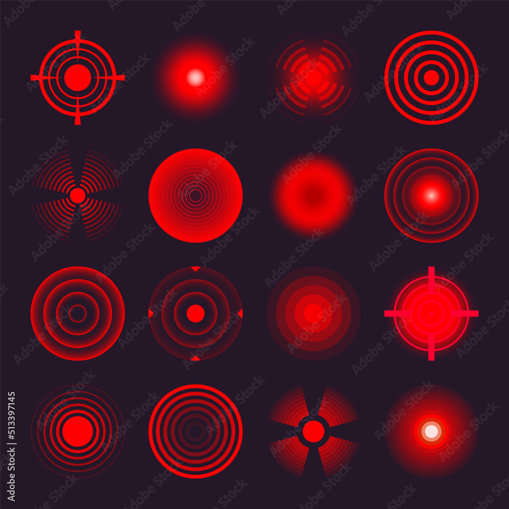 Thermal, night vision scope. Crosshair, gun sight vector icons ...