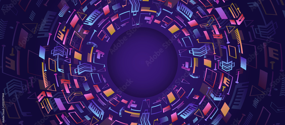Hi-tech circle design innovation concept. Abstract futuristic wide ...