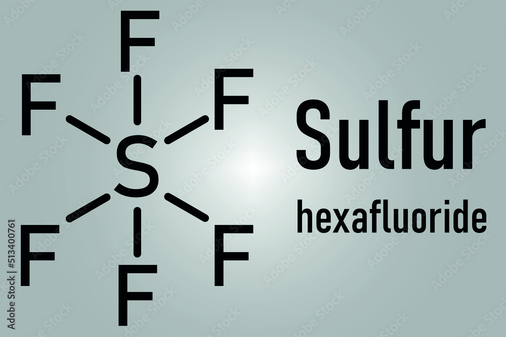 Skeletal formula of sulfur hexafluoride gas insulator molecule ...