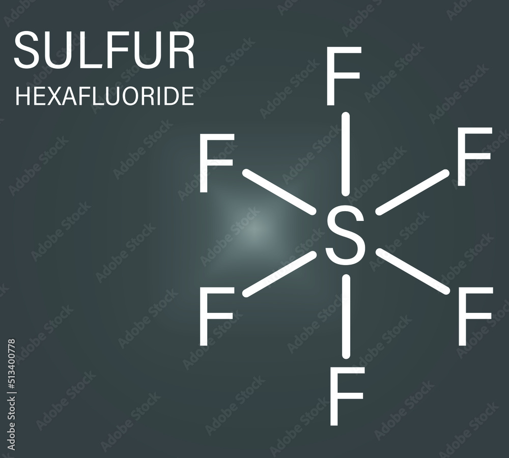 Skeletal formula of sulfur hexafluoride gas insulator molecule ...