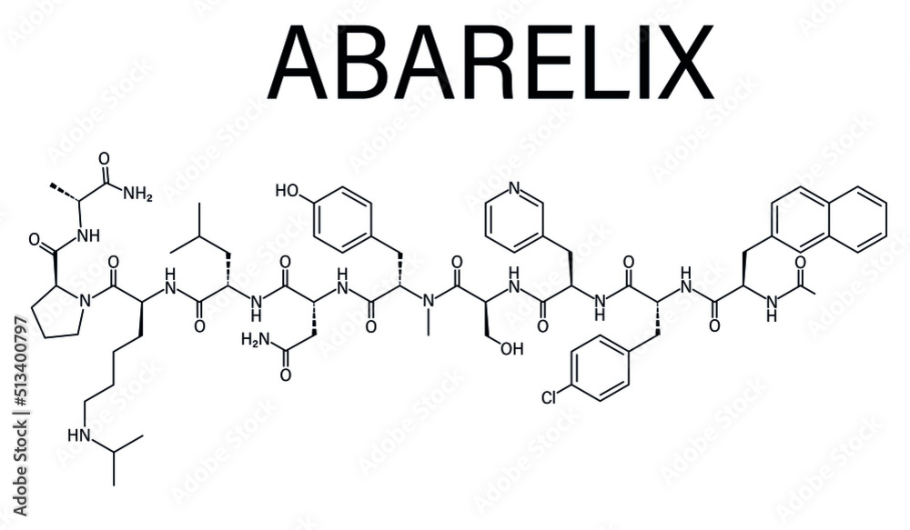 Abarelix drug molecule. Gonadotropin-releasing hormone, GnRH antagonist ...