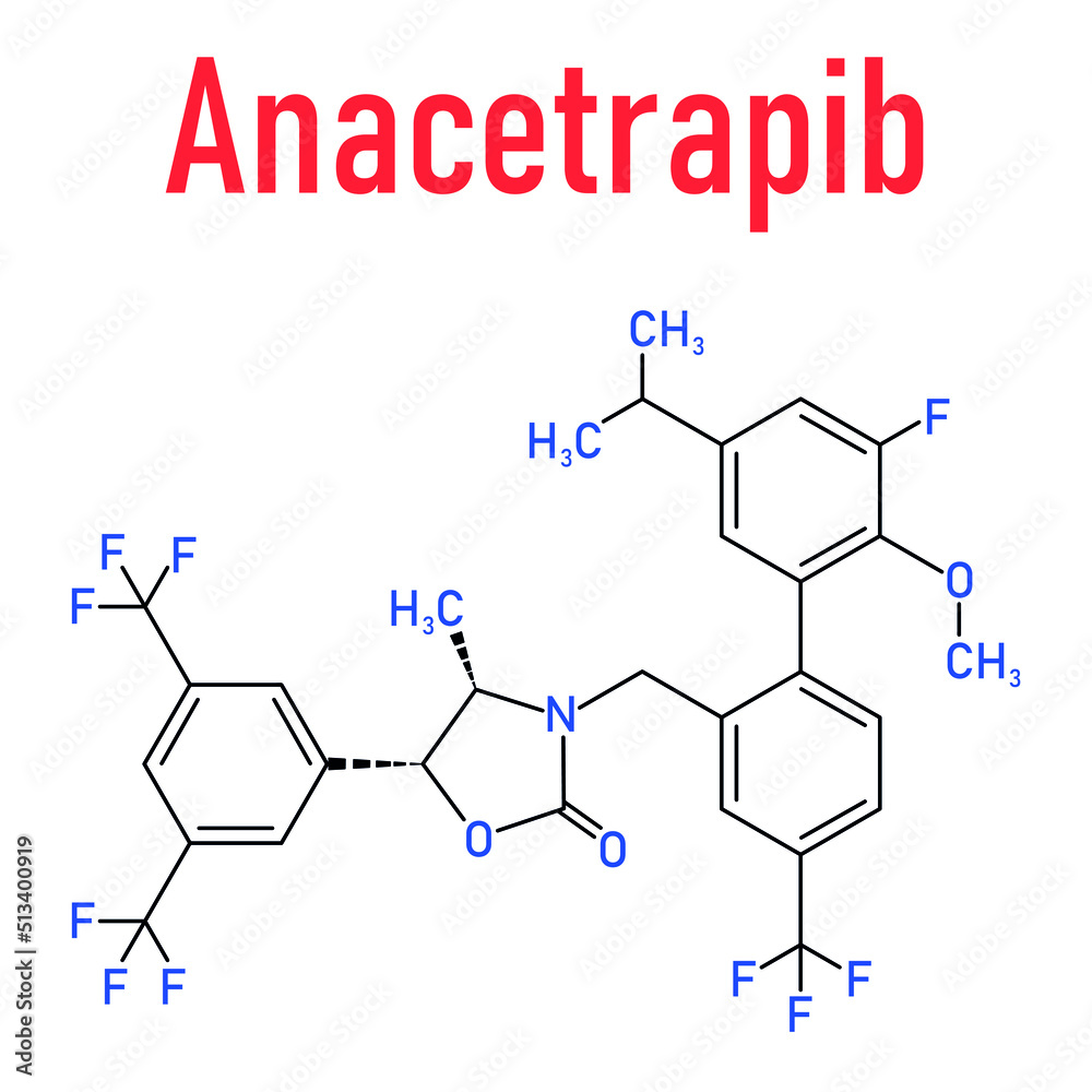 Anacetrapib hypercholesterolemia drug molecule. CETP or ...