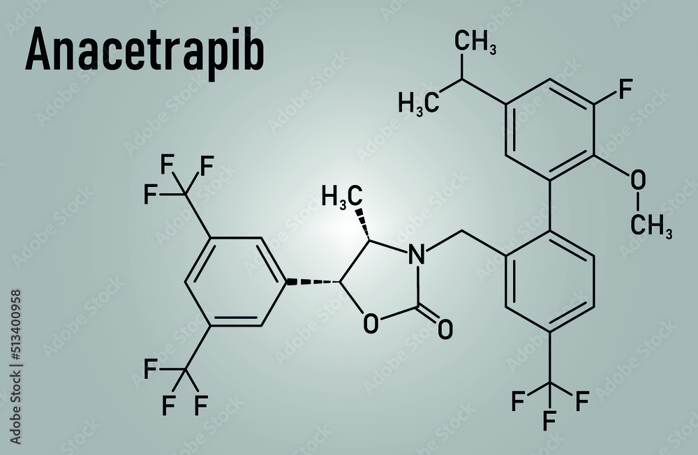 Anacetrapib hypercholesterolemia drug molecule. CETP or ...
