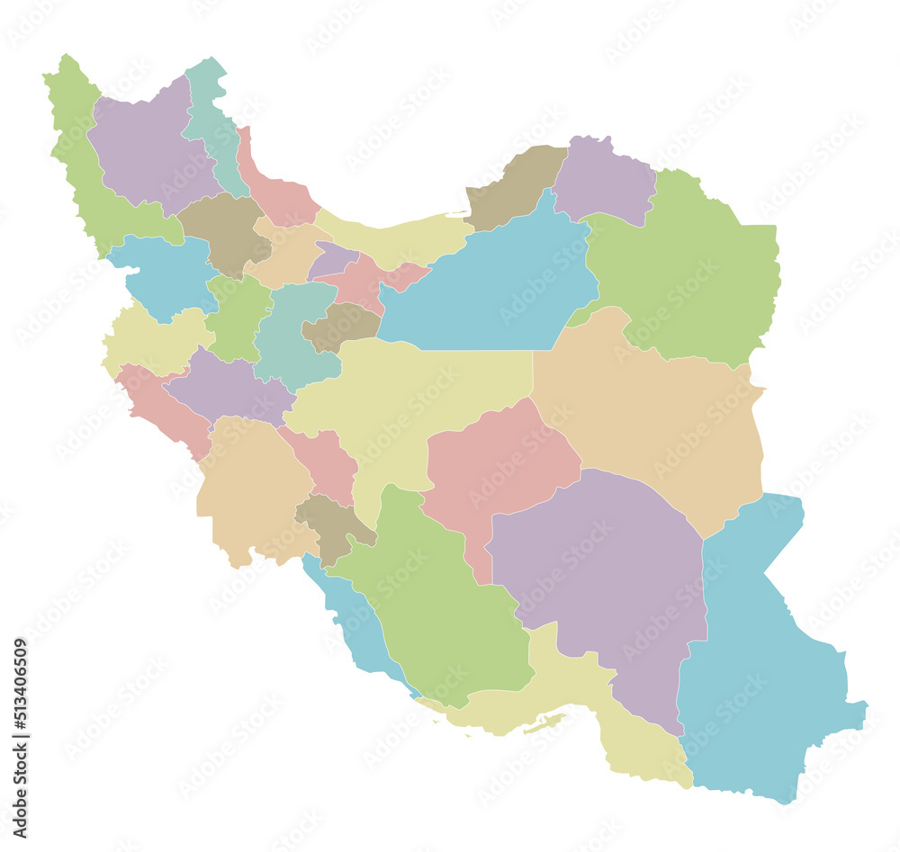 Vector blank map of Iran with provinces and administrative divisions ...