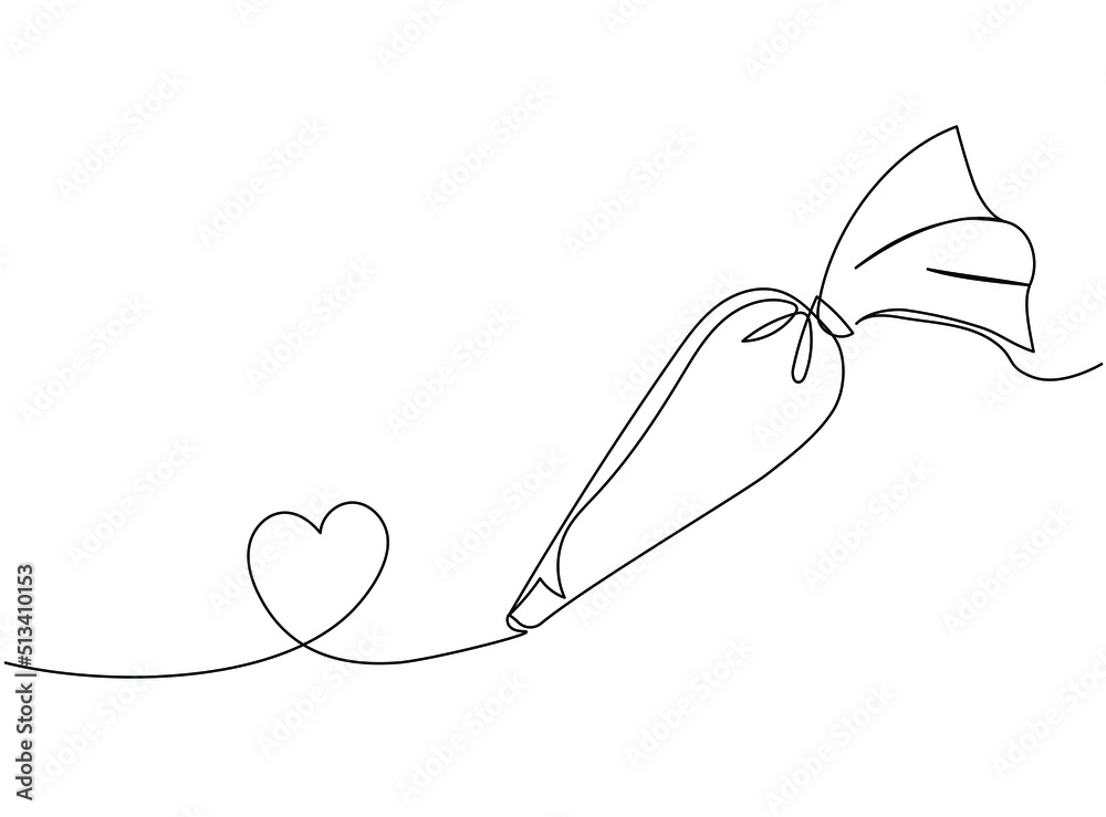 Continuous one line drawing of pastry bag. Vector illustration Stock ...