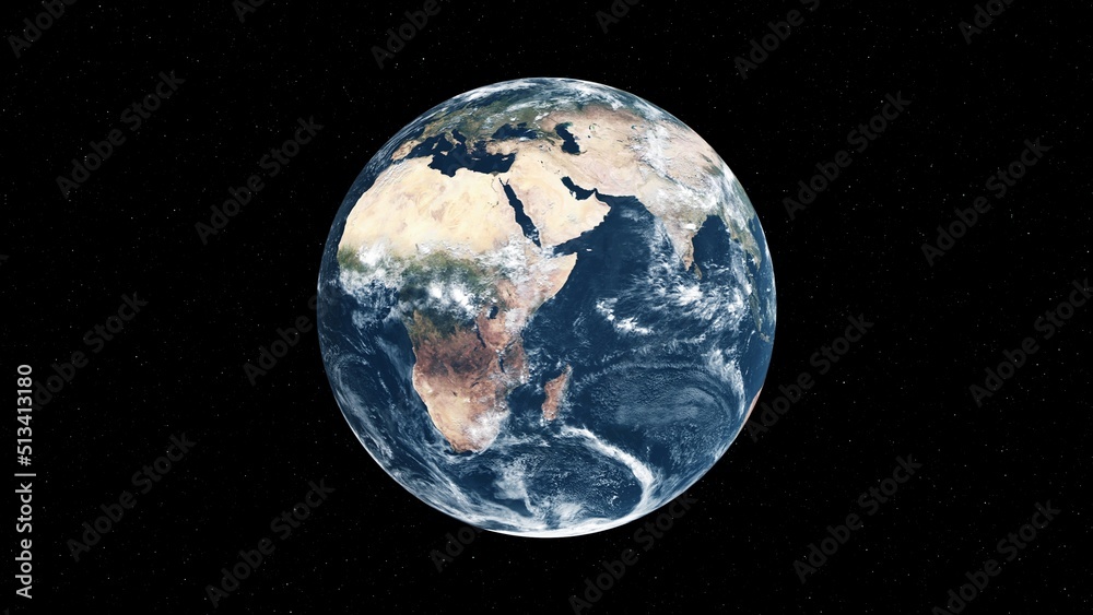 Planet earth with realistic geography surface and orbital 3D cloud ...