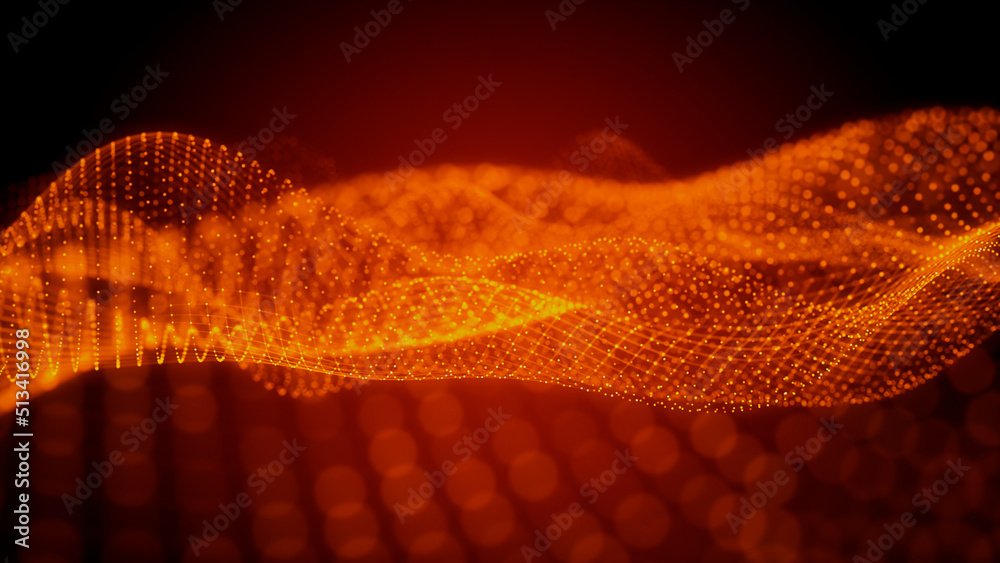 Network Cyber Security Concept. Orange, Futuristic Digital Style. 3D ...