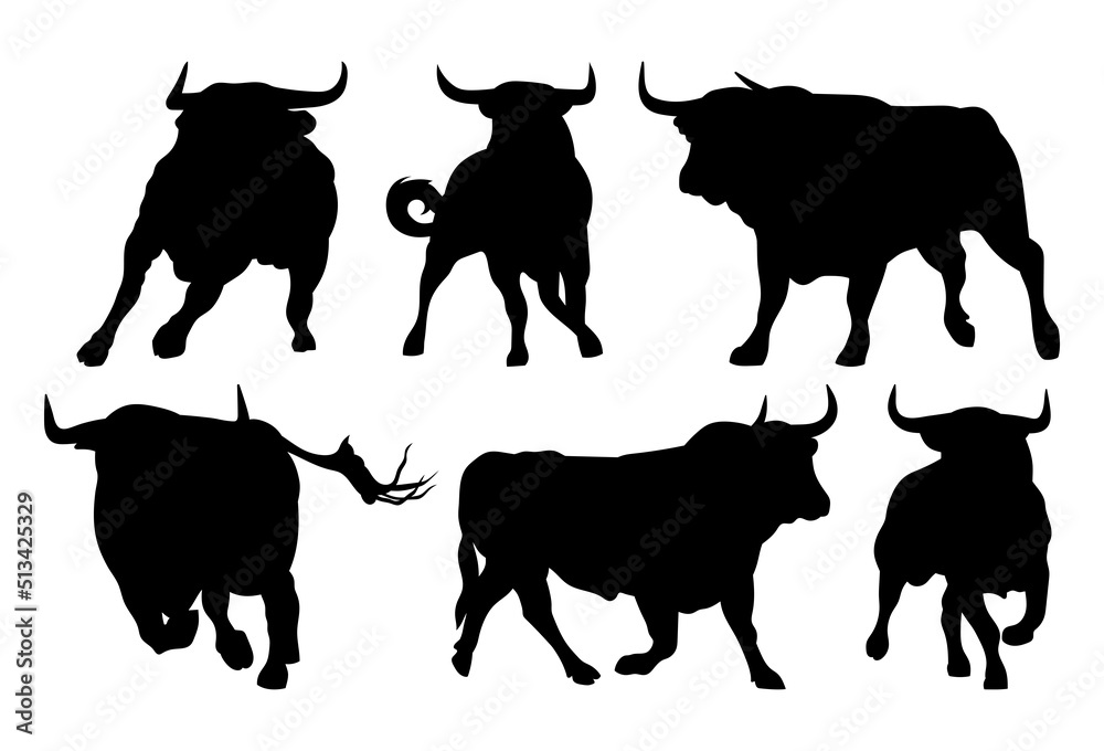 Bull set templates isolated for cutting and printing Stock Vector ...