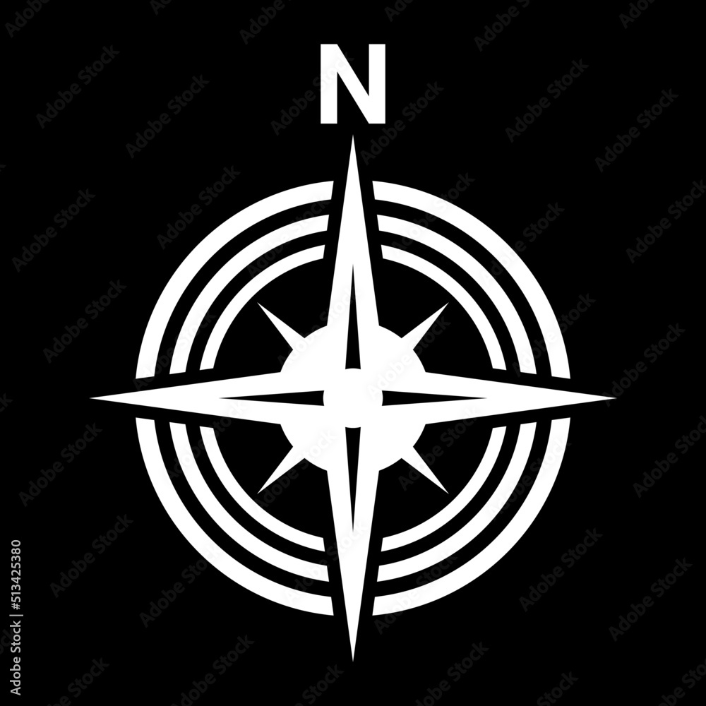White north symbol on black background. Stock Vector | Adobe Stock