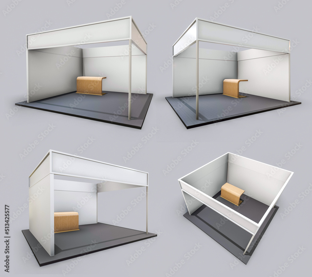 White and Blank Booth.,3d render isolated on white background. High ...