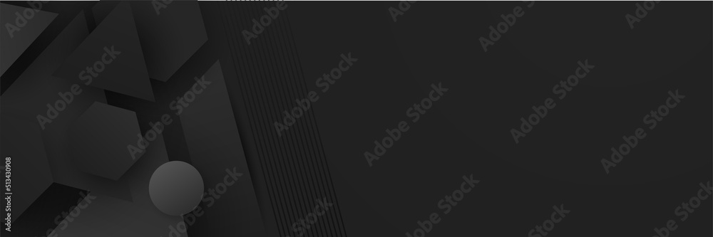 Black abstract banner background. Dark deep black dynamic vector ...