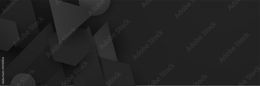 Black abstract banner background. Dark deep black dynamic vector ...