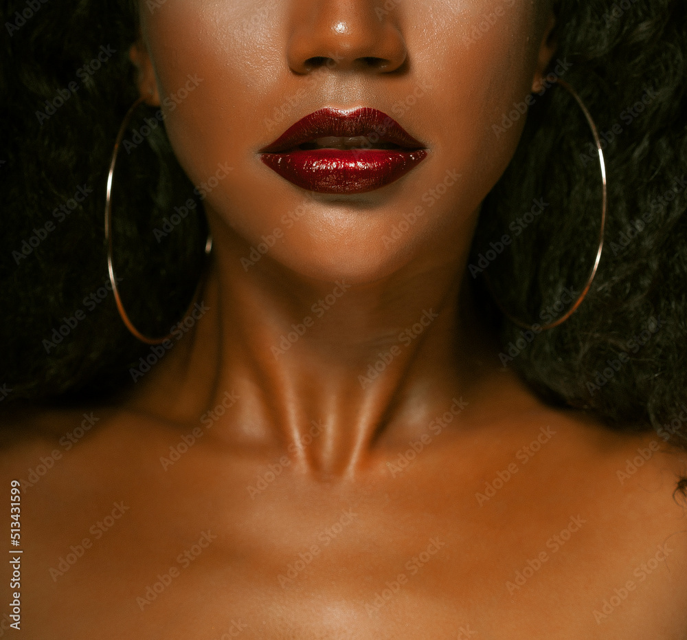 attractive african american woman. Lips close up. Stock Photo | Adobe Stock
