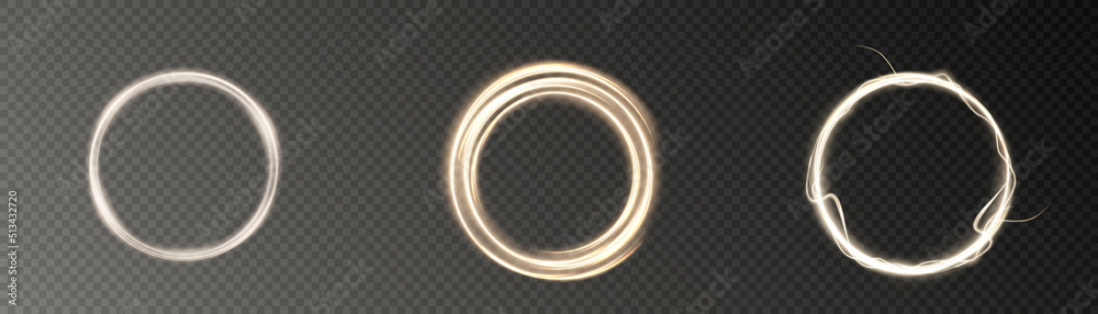 Vector circular light beam isolated on transparent background. Glowing ...