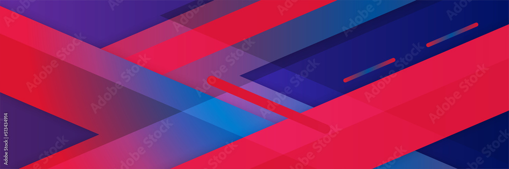 Blue red abstract banner background with stripes lines and geometric element shapes design ...