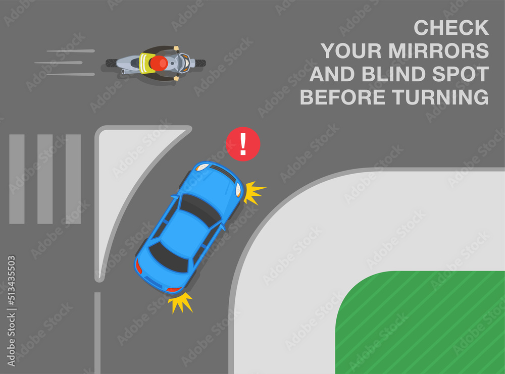 Safety driving tips and traffic regulation rules. A vehicle using a ...