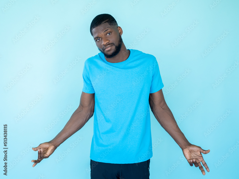 Clueless man. Shrug gesture. Difficult choice. Uncertain careless ...