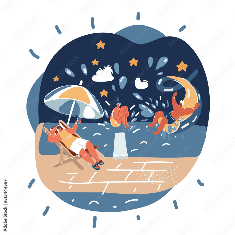 Cartoon vector illustration of Swimming Pool and friends have fun at ...