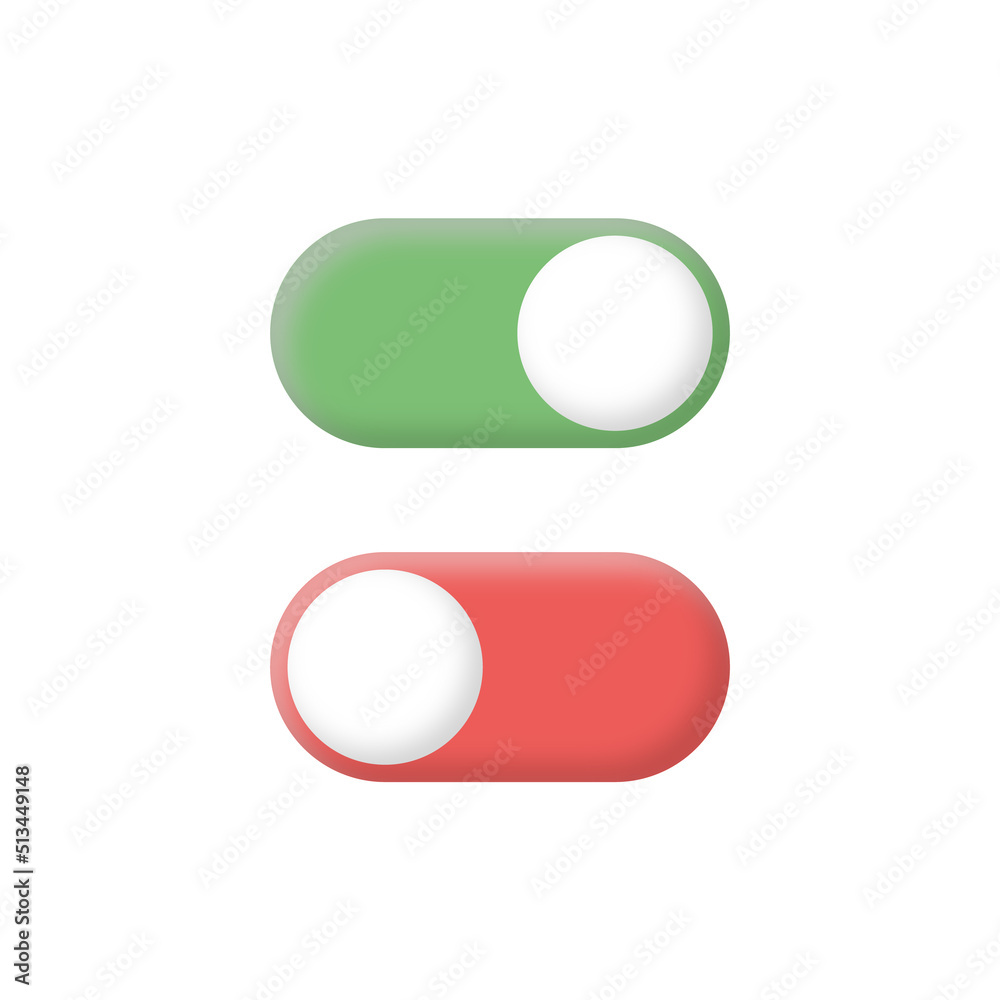 switch toggle button. on off icons, yes or no with switch slider in ...