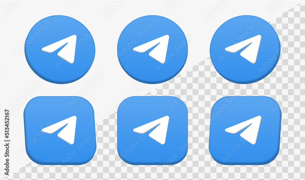 Telegram 3d logo button, telegram 3d icon. social media 3d icons ...