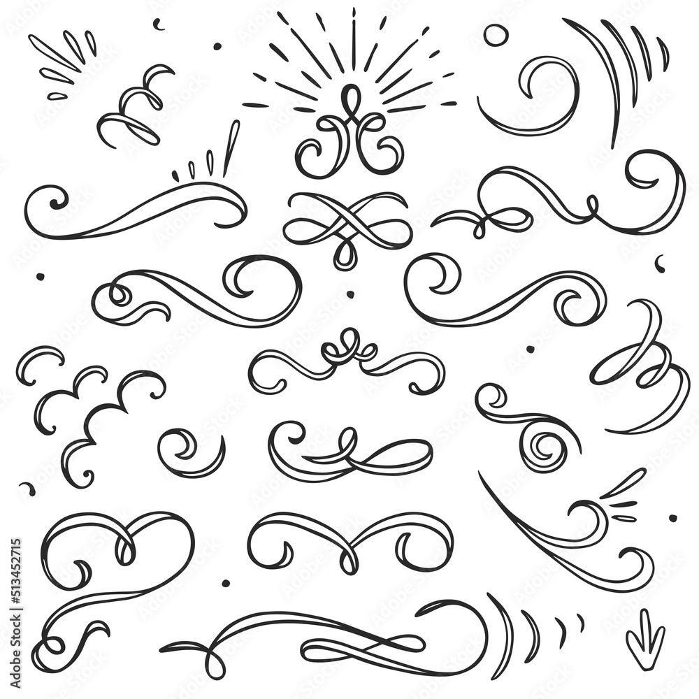 Hand-drawn caligraphic borders. Stock Vector | Adobe Stock
