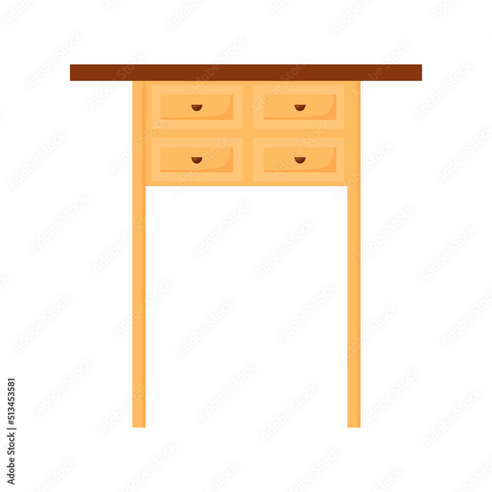 Dressing table with drawers semi flat color vector object. Bedroom ...