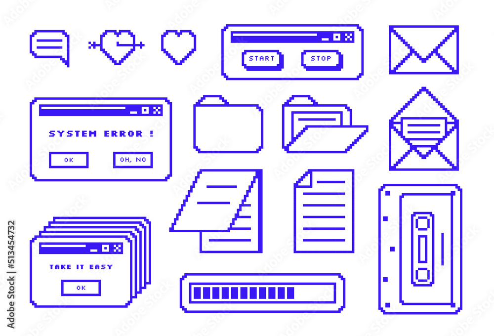 Old pc window 90s retrowave style. Retro message box with buttons ...