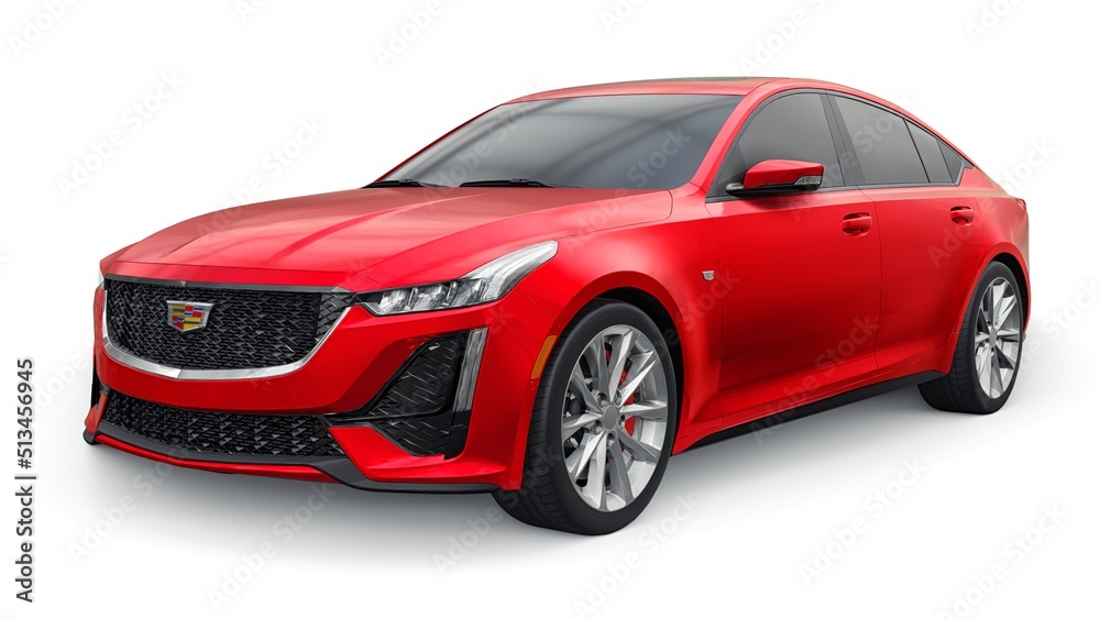 Chicago. USA. June 7, 2022. Cadillac CT5 2020 red premium American ...