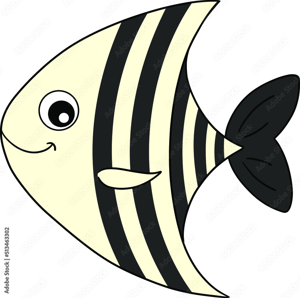 Fish. Striped fish. Stylized cartoon drawing of a fish. Fishing. Zodiac ...