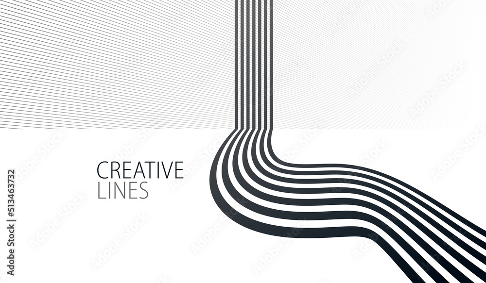 Future lines in 3D perspective vector abstract background, black and ...