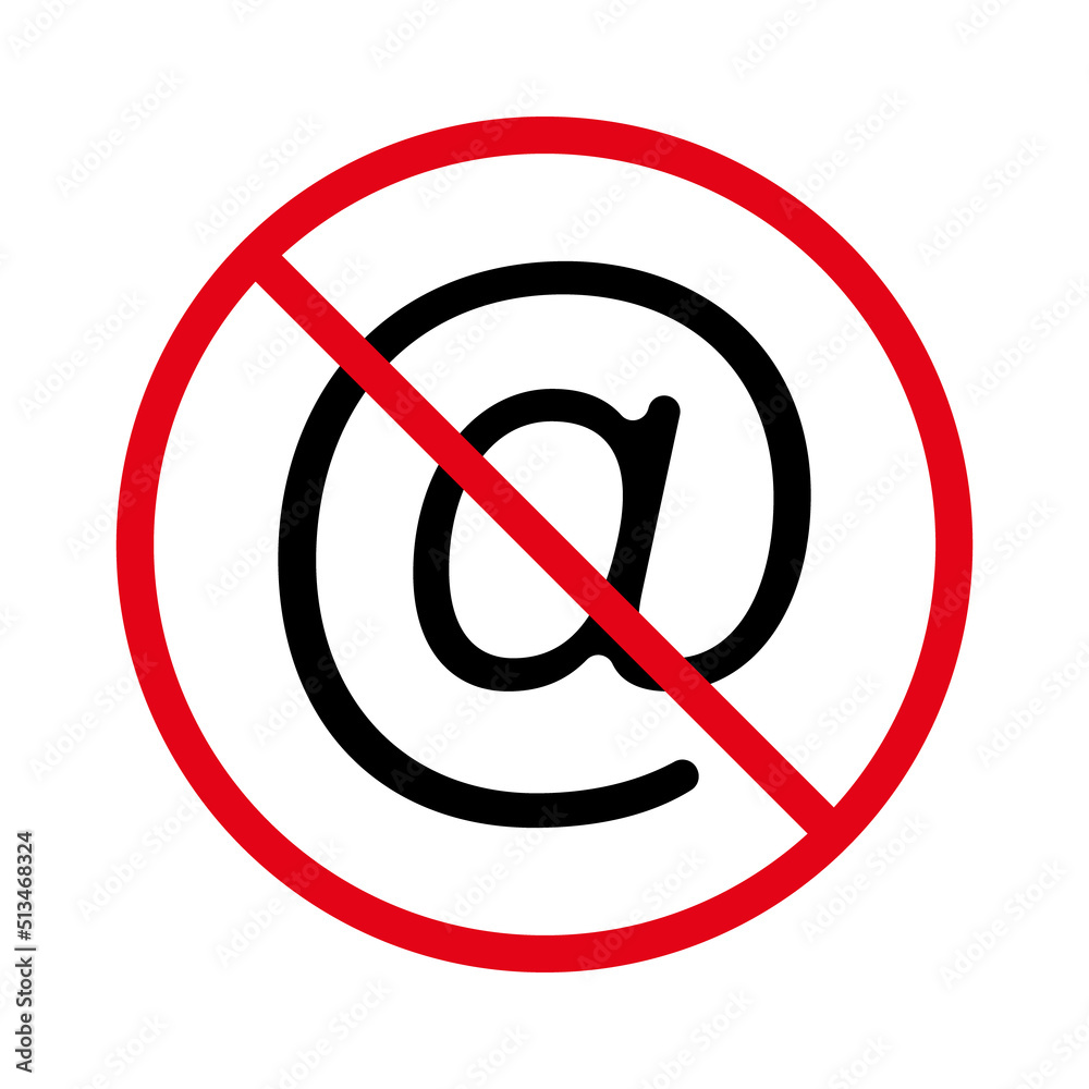 Ban Email Spam Black Silhouette Icon. Forbidden Mailing Text Pictogram ...