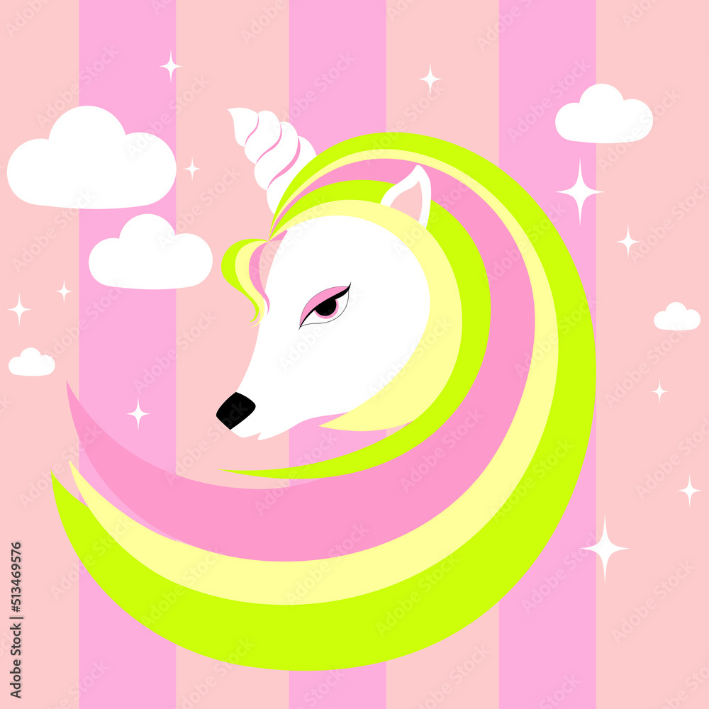 Character illustration, unicorn with colorful mane, unicorn clipart ...