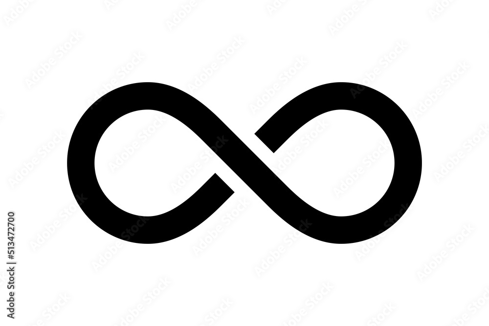 Infinity symbol rupture line editable stroke isolated on white ...