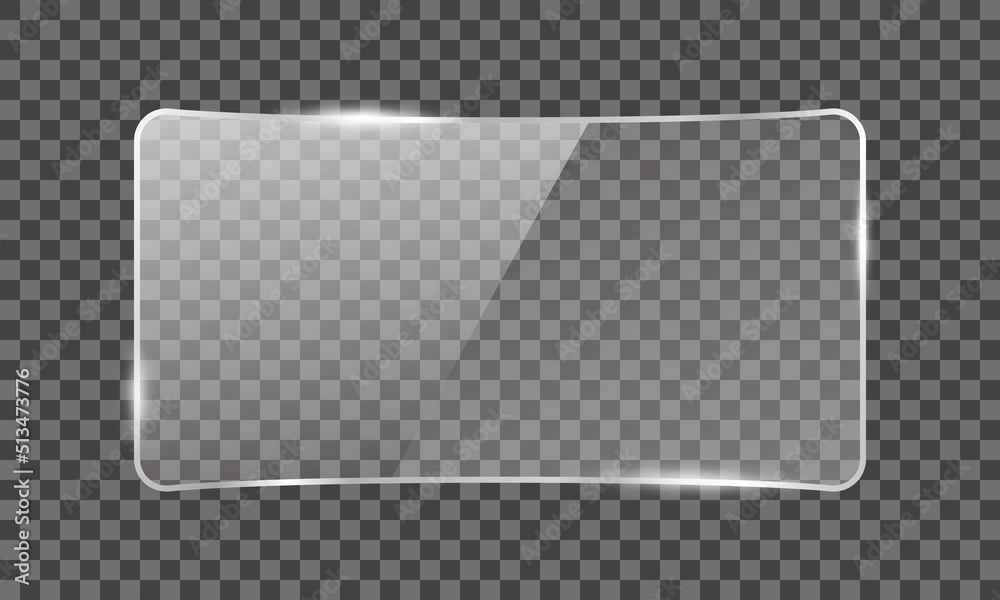 Vector glass rectangle on a transparent background. Transparent mirror ...