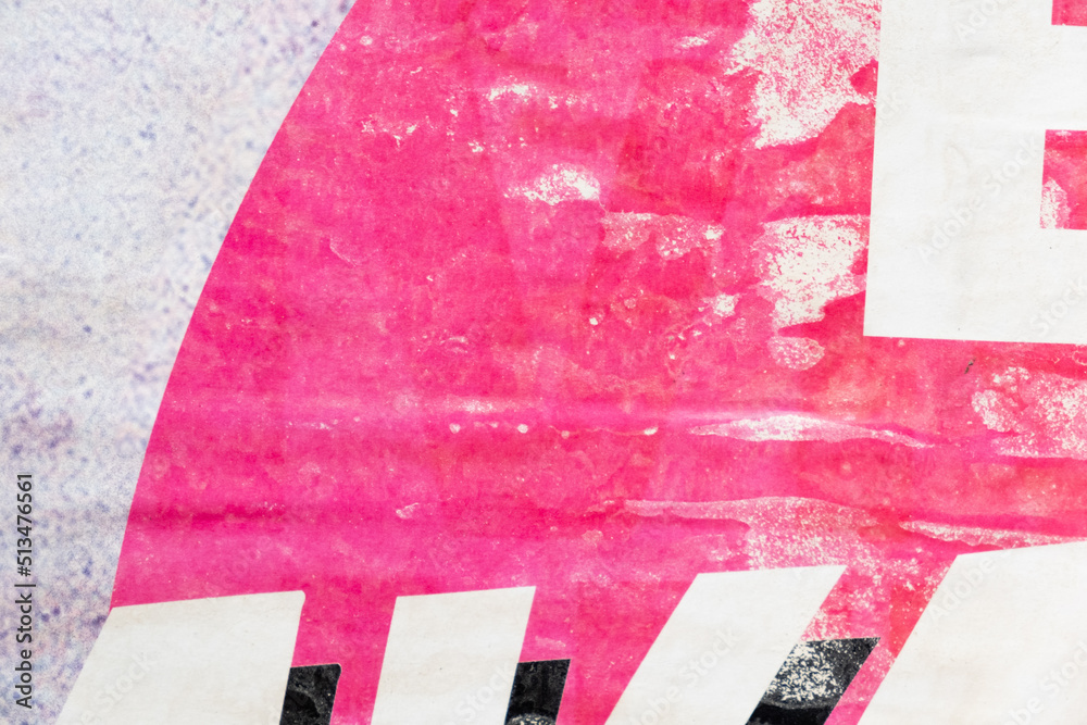 Abstract and weathered red street poster background with crumpled paper ...