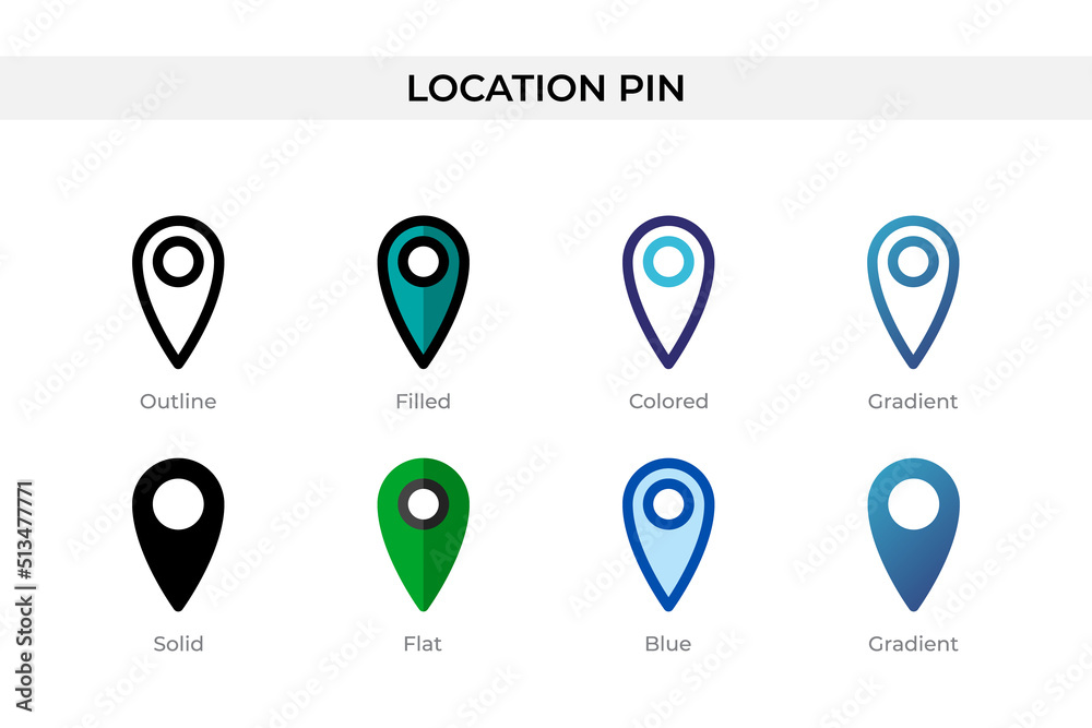 Location Pin icon in different style. Location Pin vector icons ...