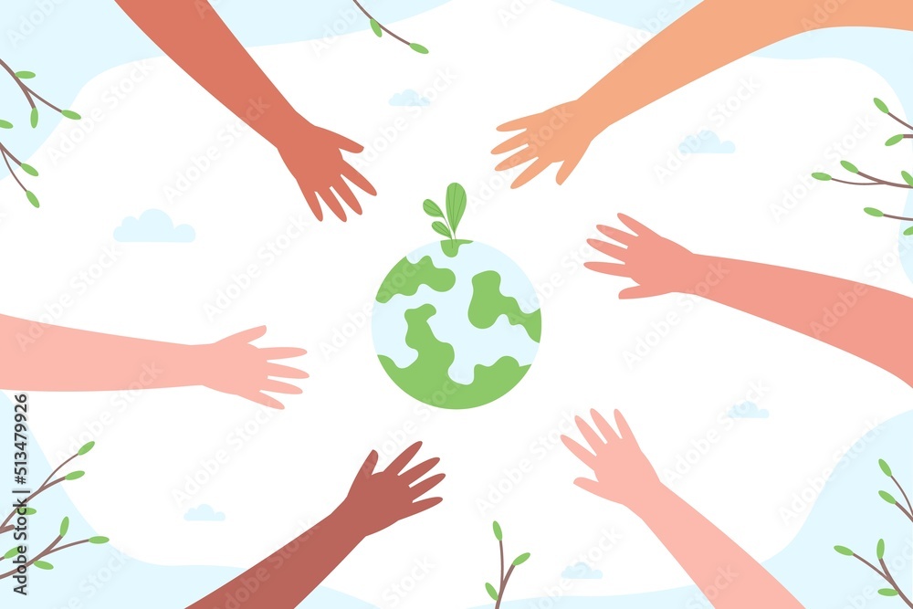 Children hands save earth. Sustainability world environment, childish ...