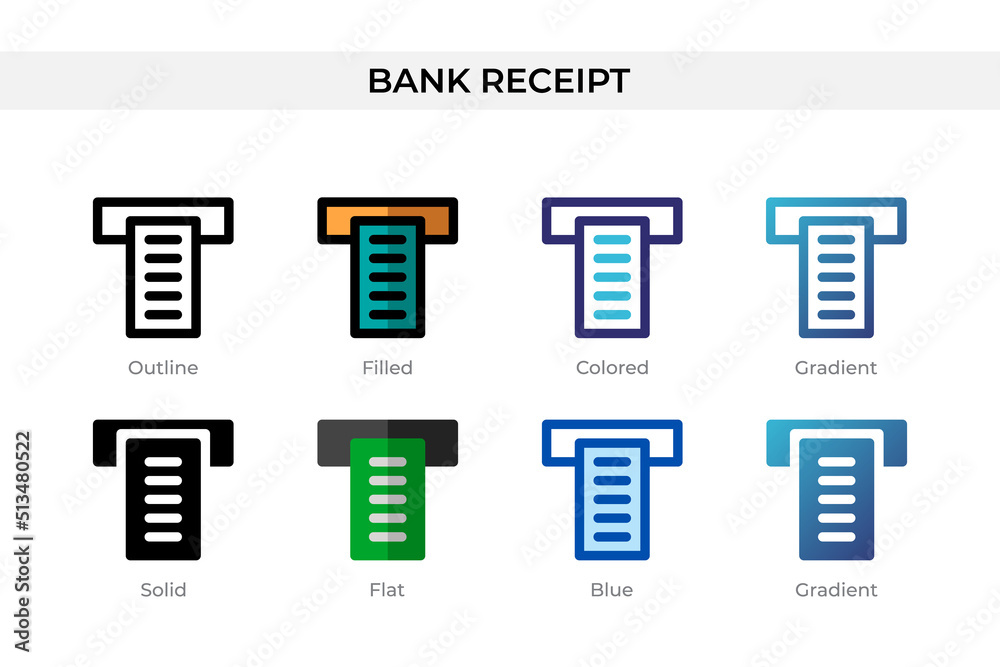 Bank Receipt icon in different style. Bank Receipt vector icons ...