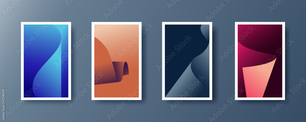 Curved corner paper vector design for poster and print background. Set ...