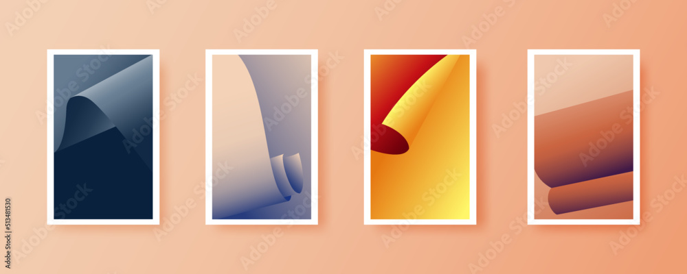 Curved corner paper vector design for poster and print background. Set ...