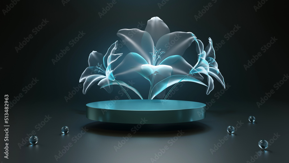 3D rendering flower neon lights background design Stock Illustration ...