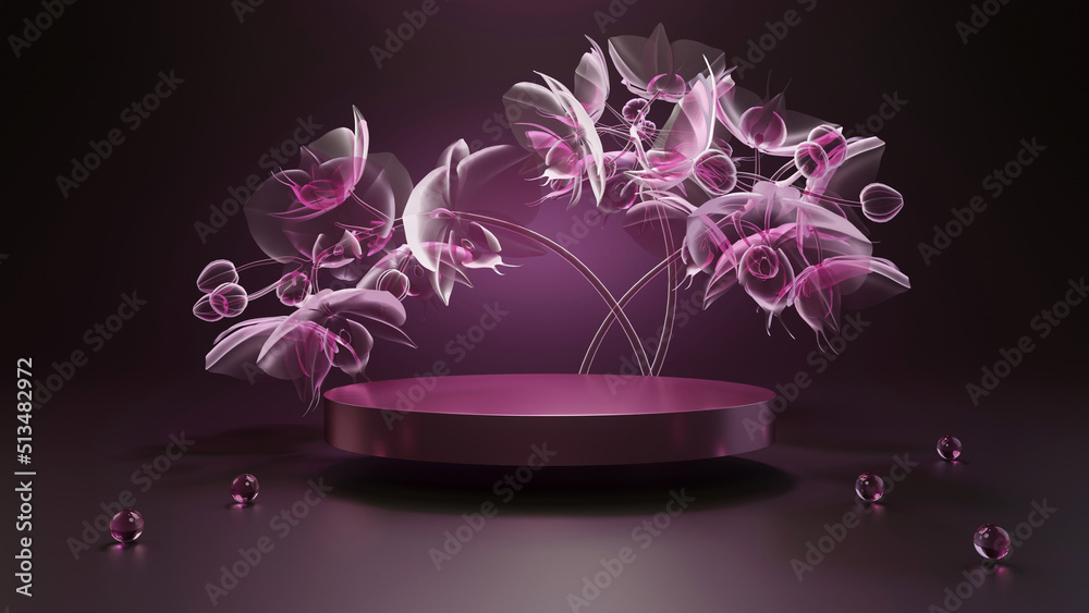 3D rendering flower neon lights background design Stock Illustration ...