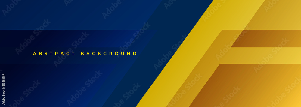 Abstract modern blue and yellow wide sporty background with geometric ...