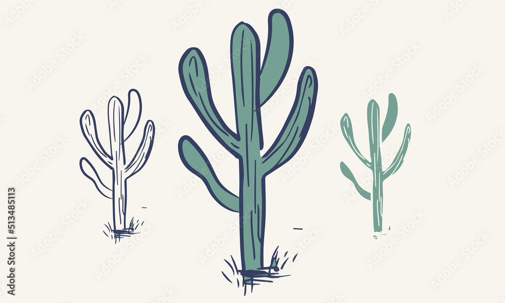 Cactus tree vector set. Desert plant for fashion, poster, batch ...