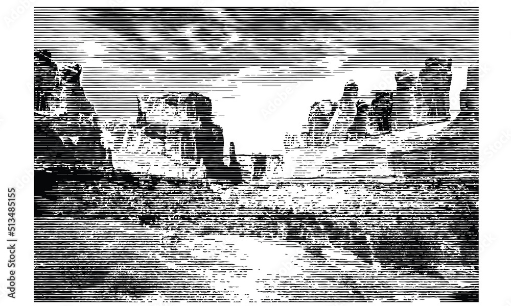 Desert mountain print design for t-shirt and others. Desert landscape ...