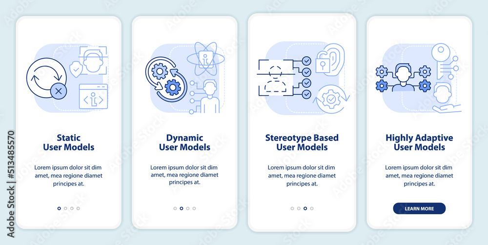 User Modeling Light Blue Onboarding Mobile App Screen Interaction