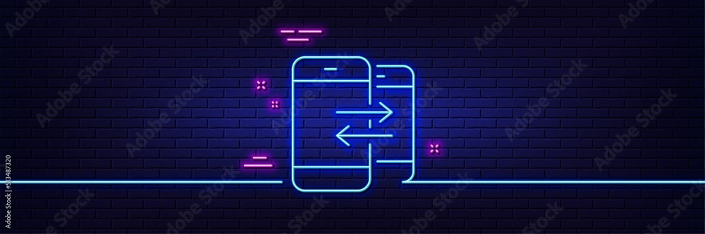 Vetor de Neon light glow effect. Phone Communication line icon ...