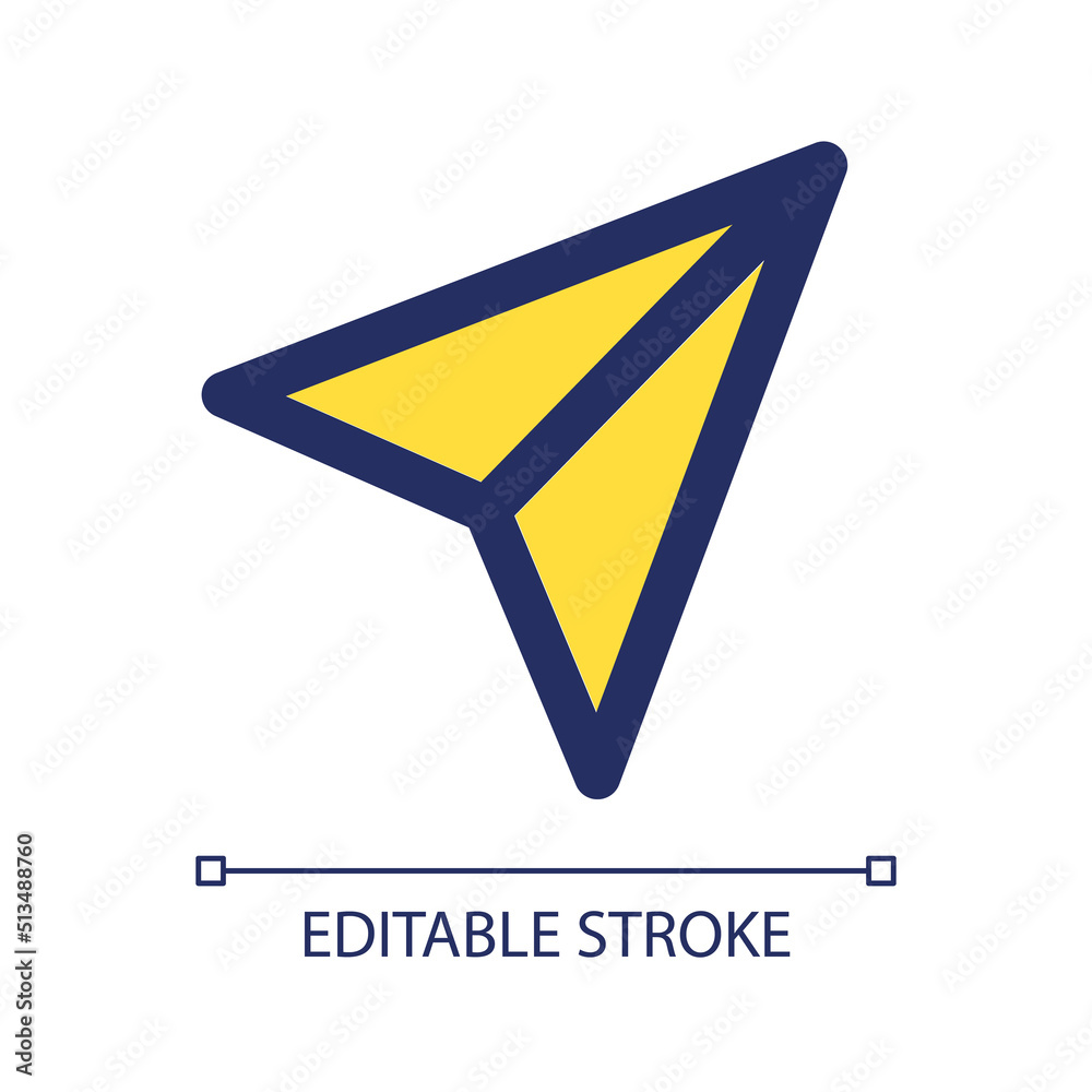 Paper plane yellow RGB color ui icon. Digital message and email ...